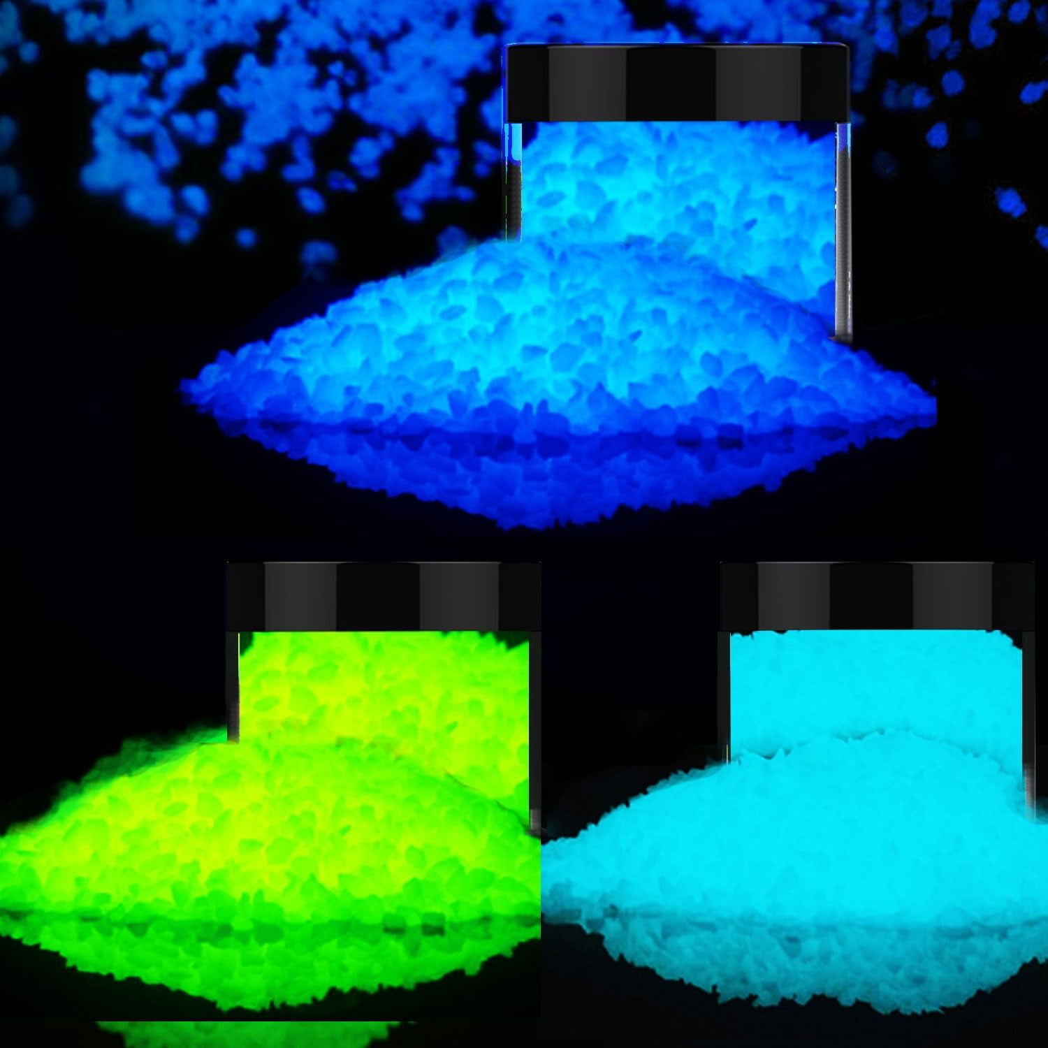 3 Box Glow in The Dark Crushed Glass Craft Glitter Fine for Resin Art ...