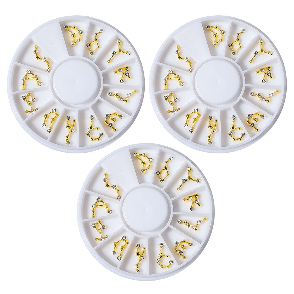 3 Boxes Charm Zodiac Stickers Anniversary Accessories Rhinestone Charms ...
