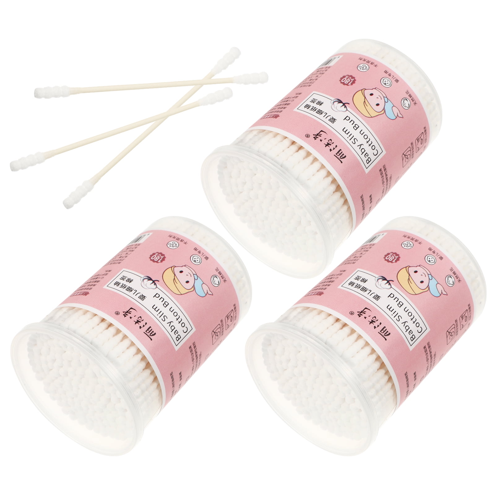 3 Boxes Cotton Swab Swabs Double-headed Double-ended Makeup Safety Buds ...