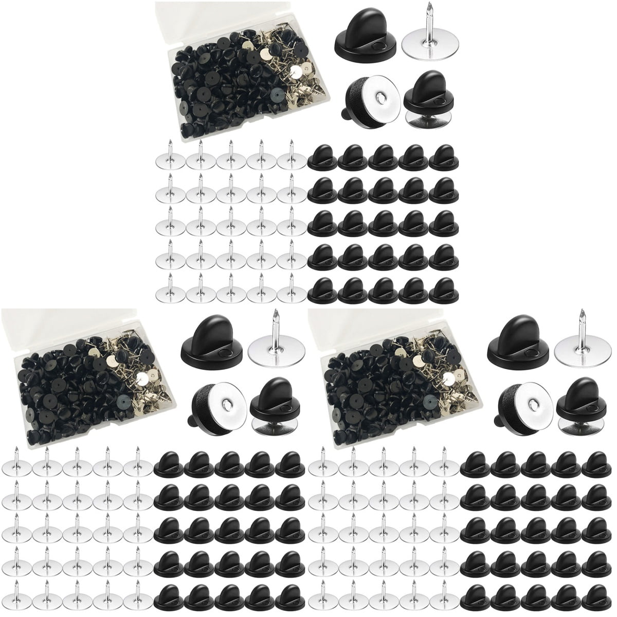 3 Boxes Holder Rubber Pin Buckle Pin Back Badge Backs 1.1X0.8cm ...