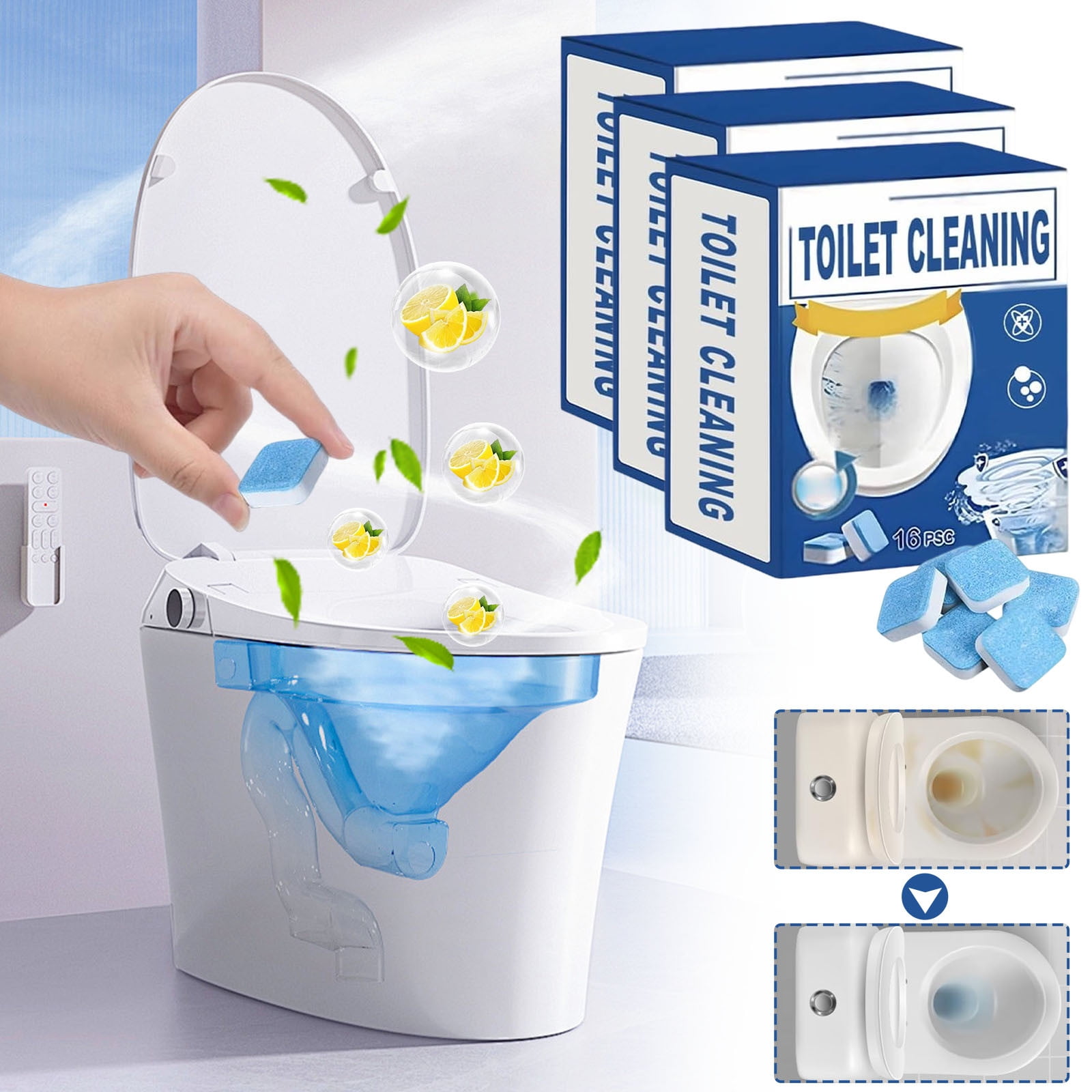 3 Boxes Powerful Toilet Bowl Cleaner Tablets,Toilet Cleaner Tabs,Toilet ...