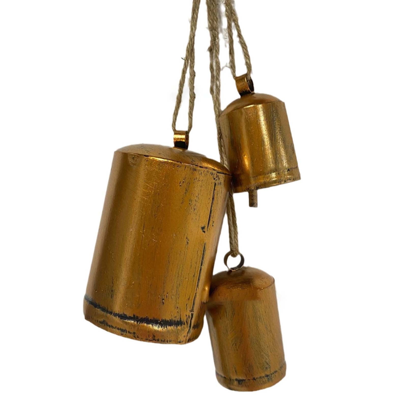Of 3 Brass Cow Shabby Style Metal Hanging Cow Gold 30 Inches Wooden ...