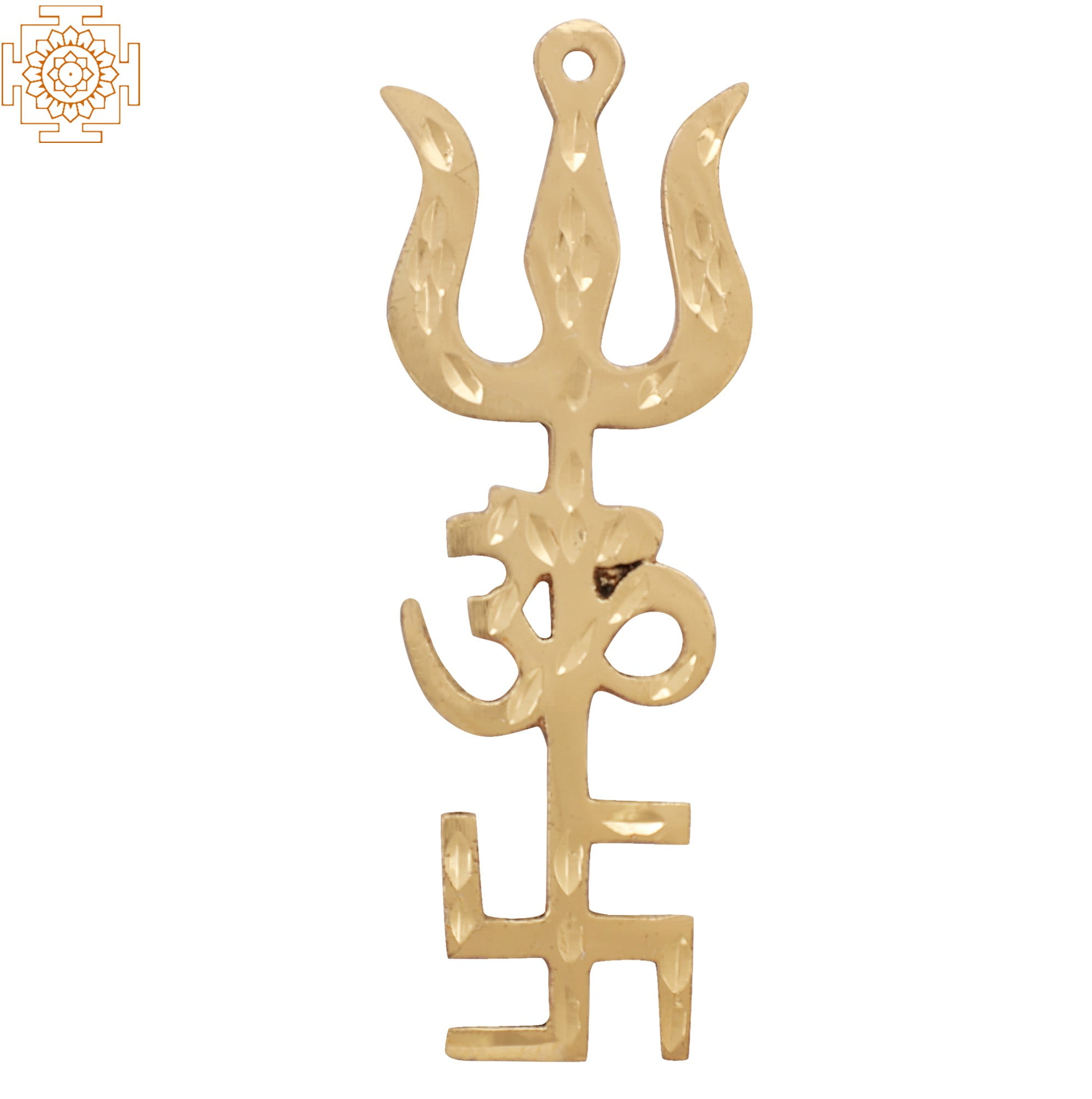 3" Brass Tri Shakti Pooja Yantra Swastik Om Trishul Symbol - Walmart.com