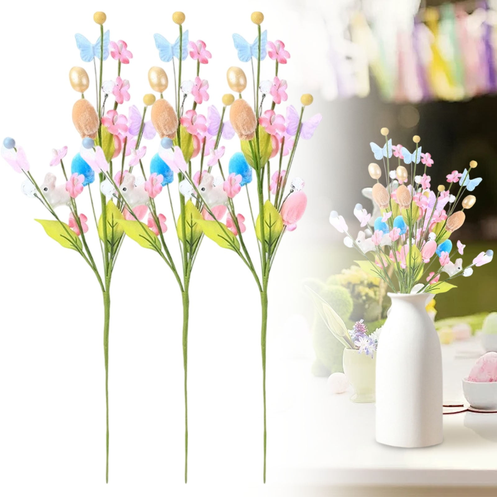 3 Bundles Artificial Daisy Flowers, Realistic Plastic Memorial Bouquet ...