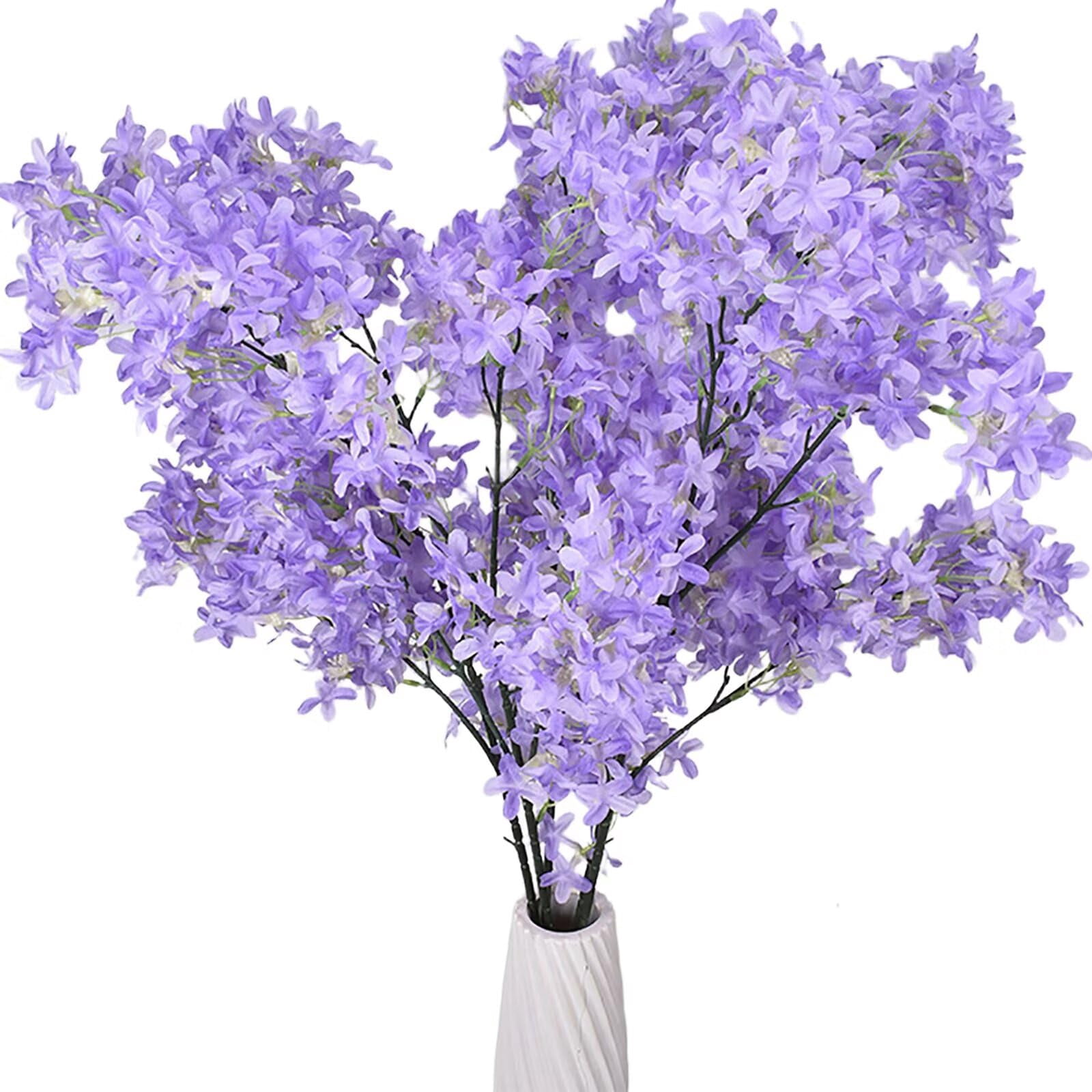 3 Bundles Artificial Lilac Flowers Purple Silk Lilac Flowers Bouquet ...