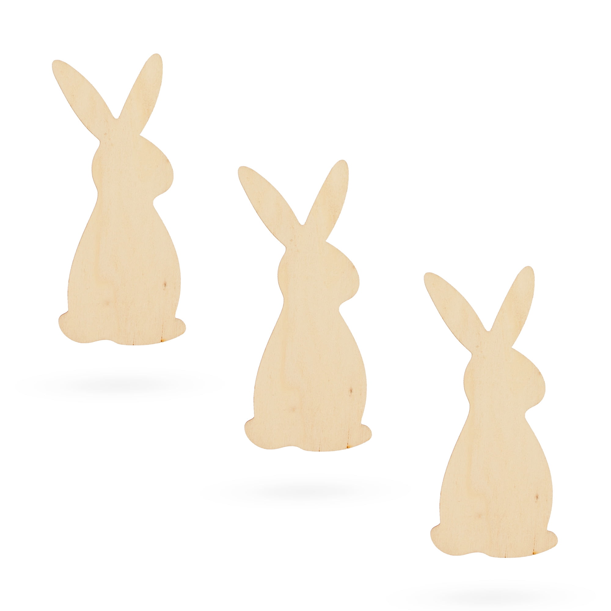 3 Bunnies Rabbits Unfinished Wooden Shapes Craft Cutouts DIY Unpainted ...