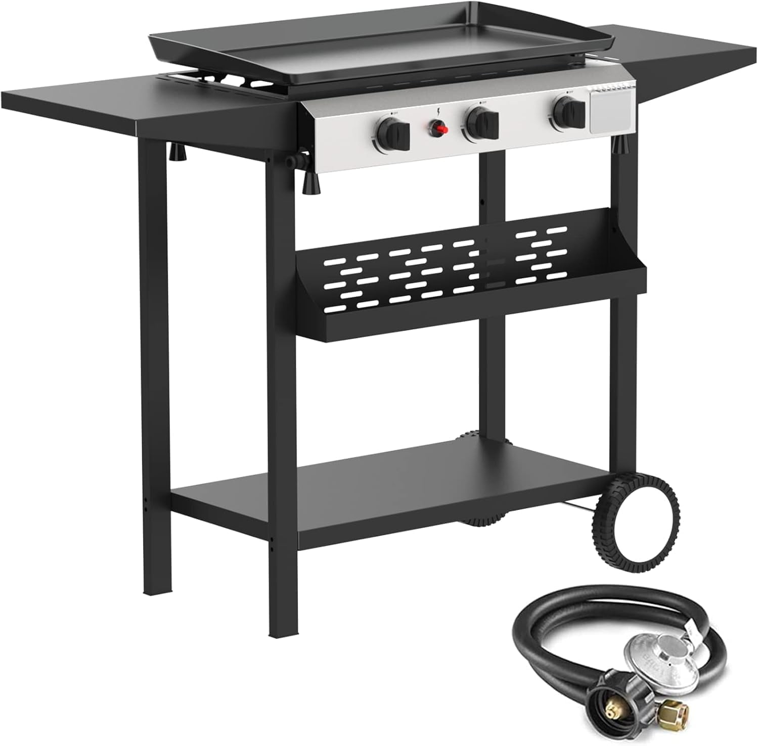 3 Burner BBQ Gas Griddle, 25.6 Inch Stainless Steel Portable Detachable ...