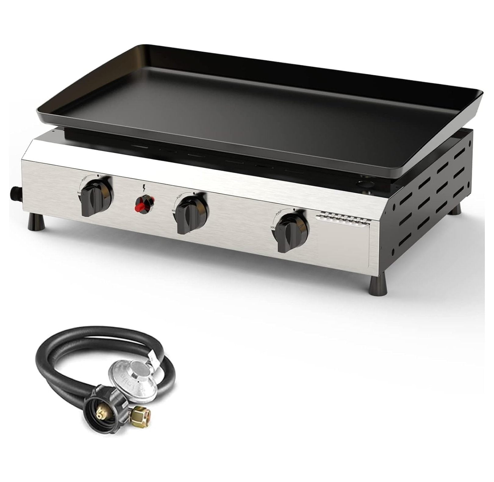3 Burner BBQ Gas Griddle, 25.6 Inch Stainless Steel Portable Propane ...