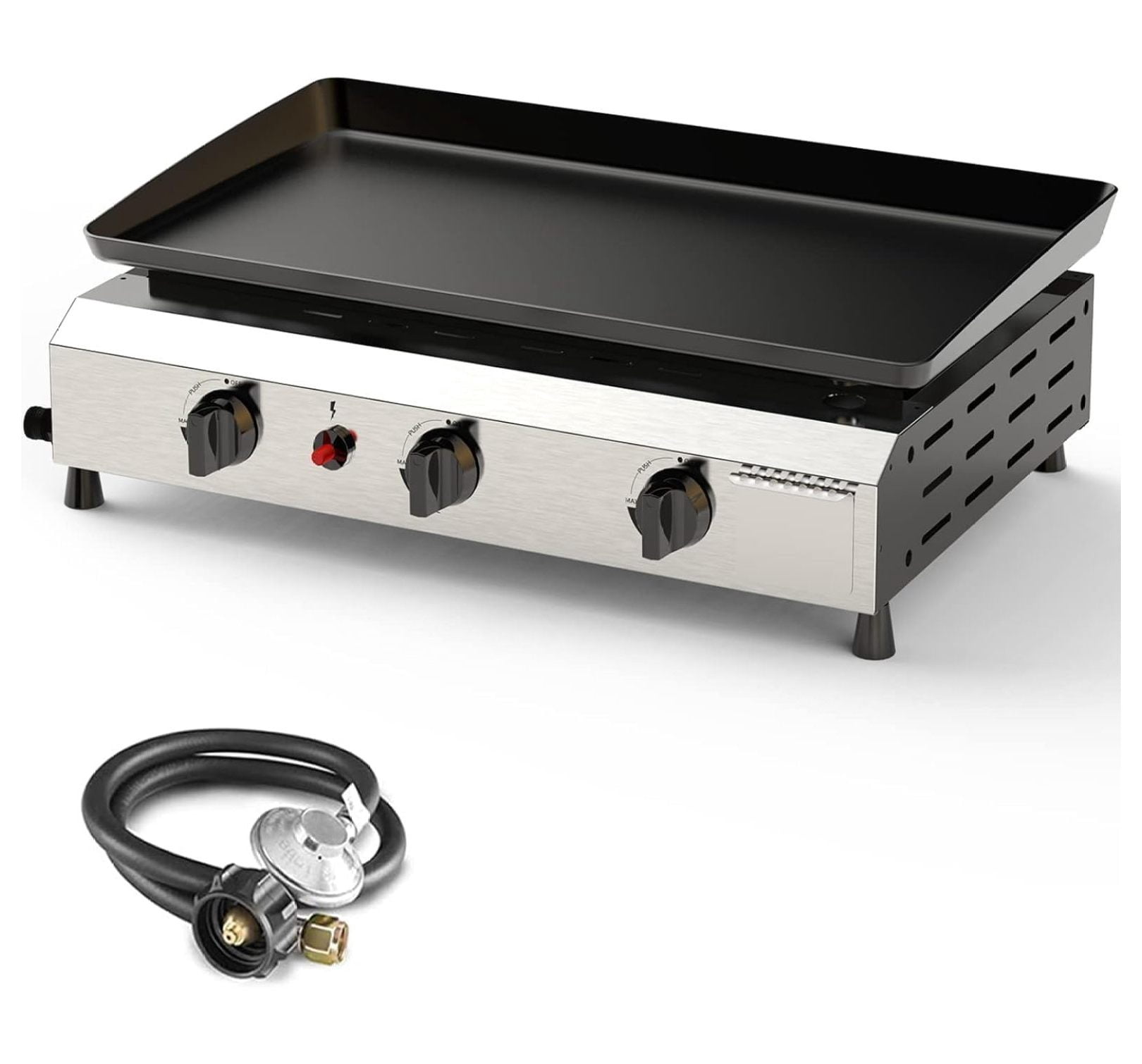 3 Burner BBQ Gas Griddle, 25.6 Inch Stainless Steel Portable Propane ...