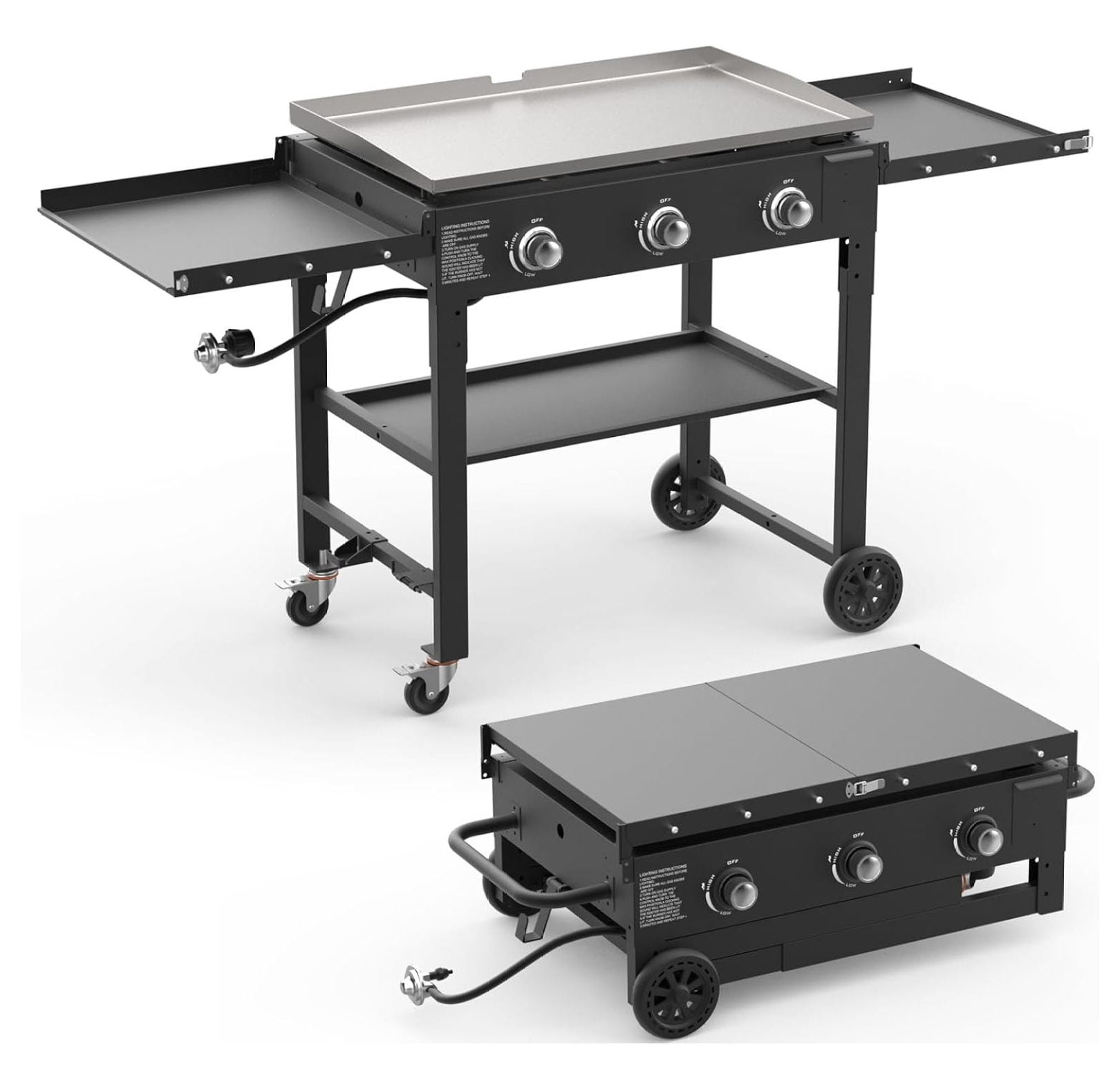 3 Burner Foldable Gas Griddle, 32 Inch Stainless Steel Portable ...