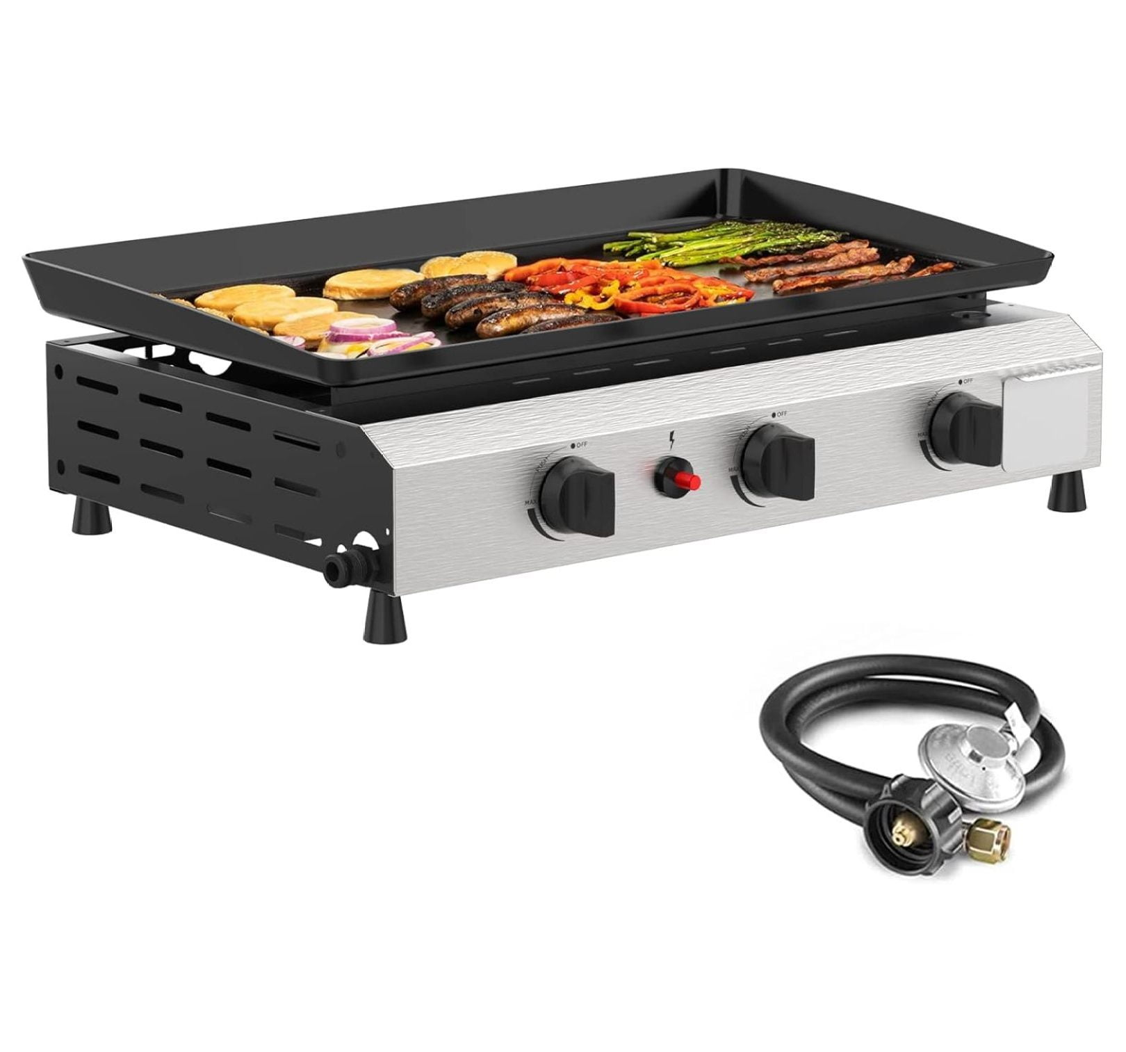 3 Burner Gas Griddle- 23.3 Inch Outdoor Propane Griddle-30000 BTU ...