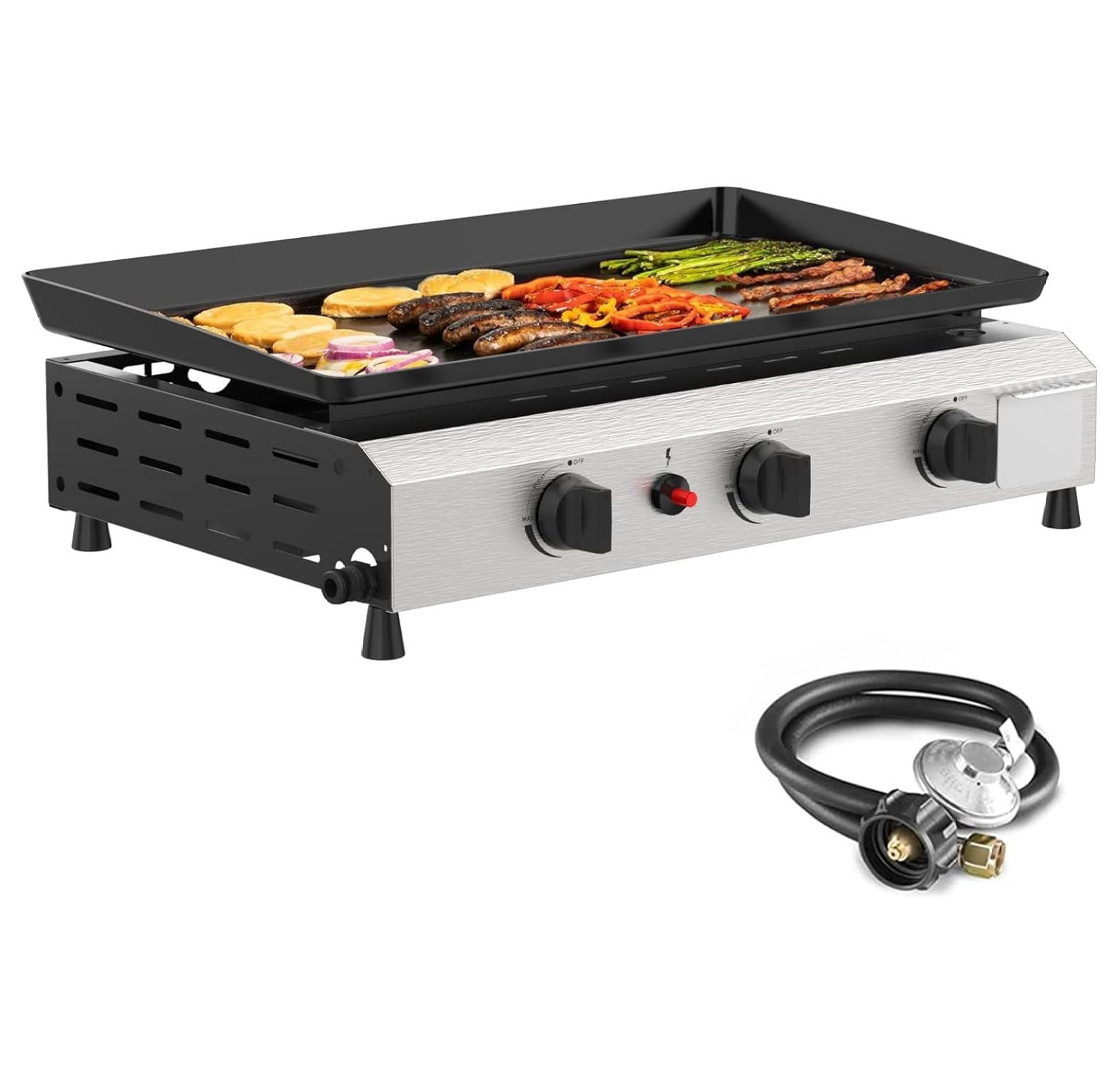 3 Burner Gas Griddle- 23.3 Inch Outdoor Propane Griddle-30000 BTU ...