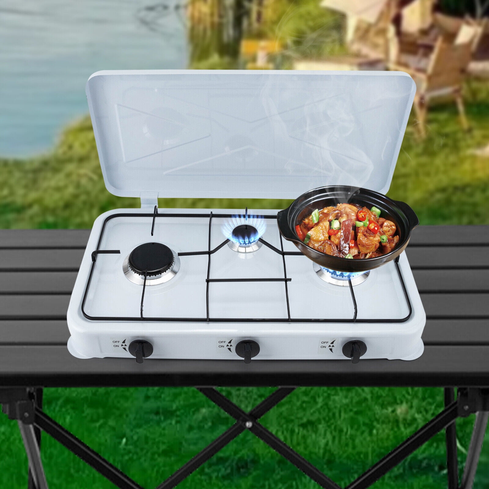 3 Burner Gas Cooktop Rectangular Gas Stove Powerful Function Gas ...