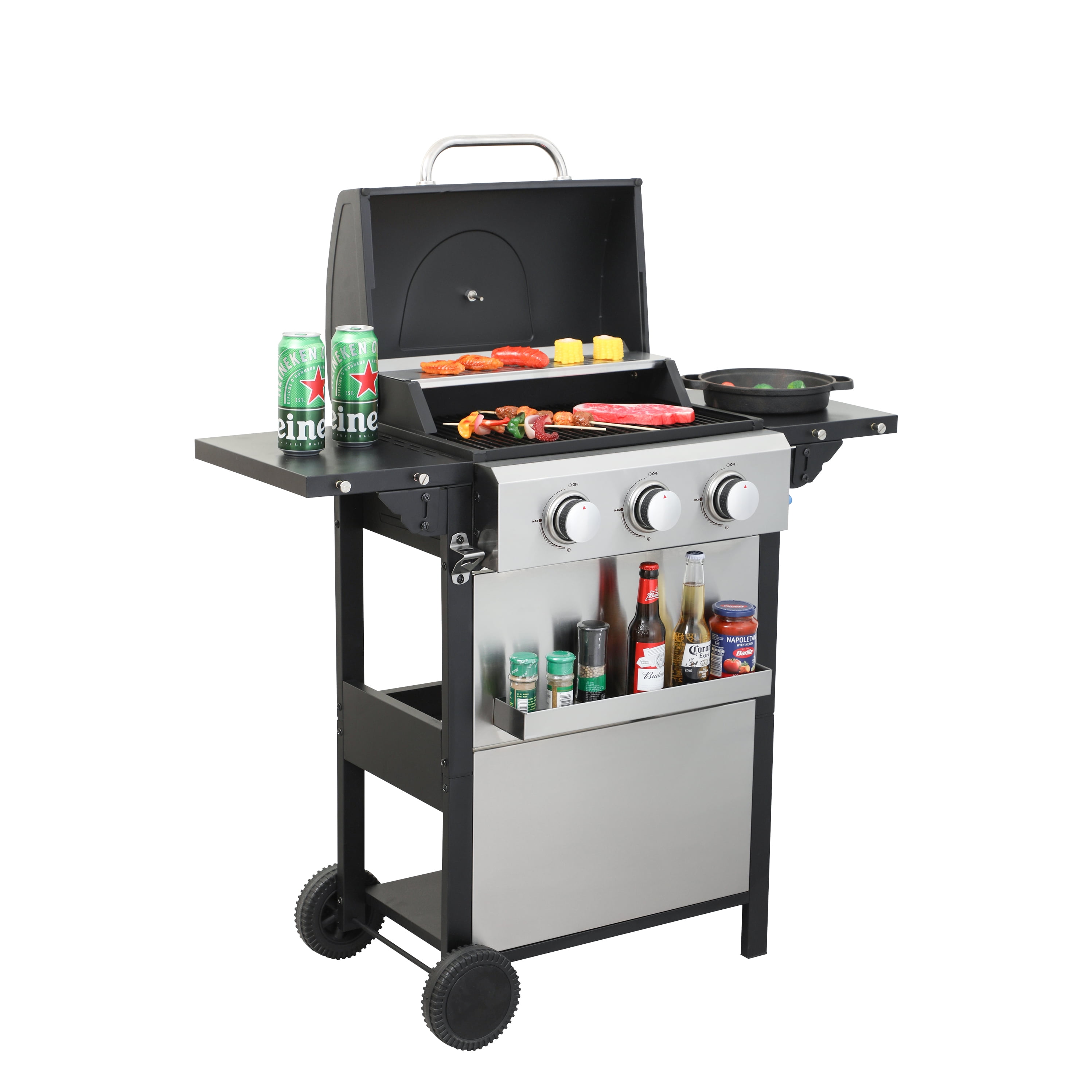 3 Burner Grill Propane Gas Grill, Outdoor Stainless Steel 25650 BTU ...