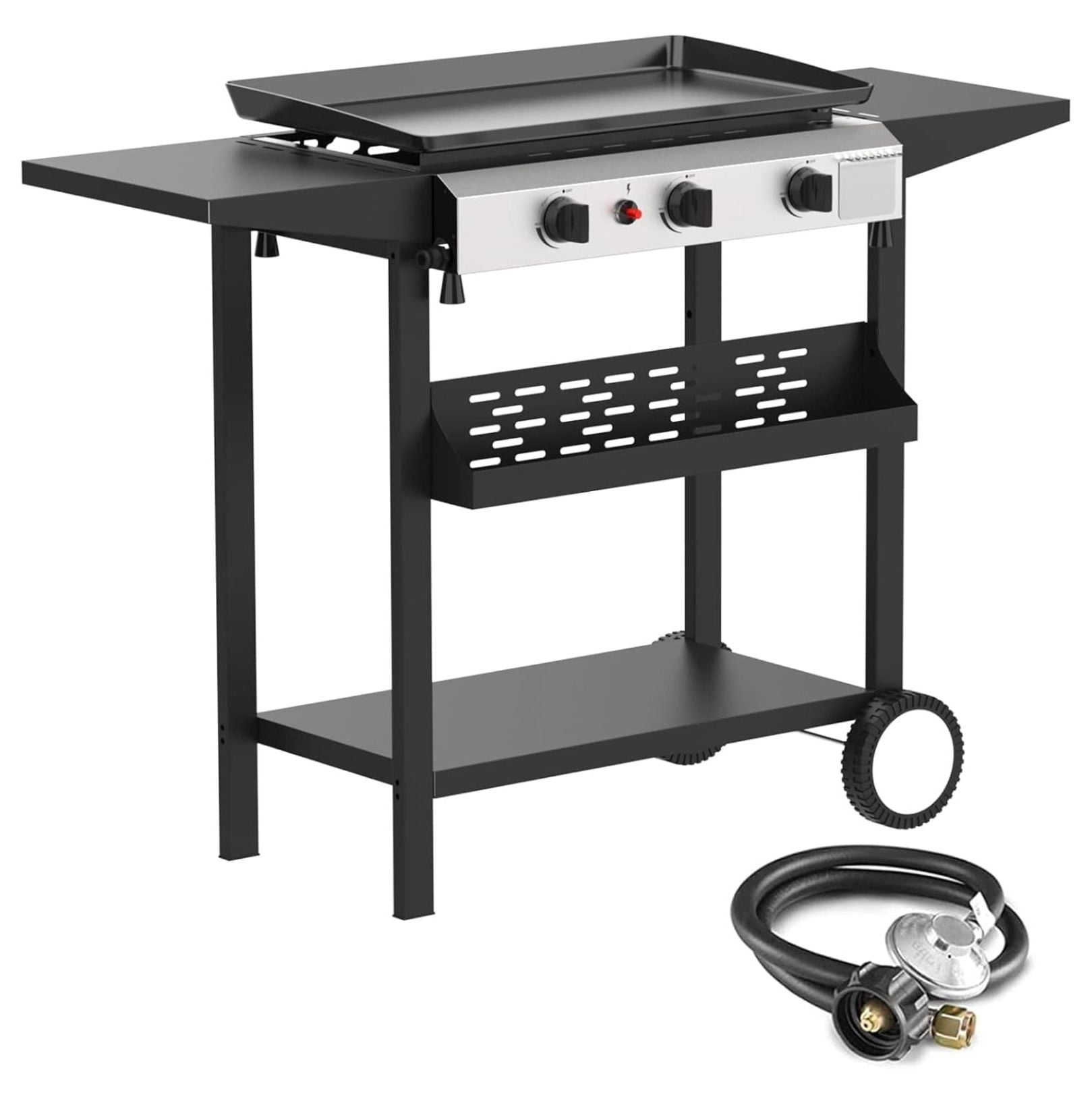 3 Burner Portable Gas Griddle, 25.6 Inch Stainless Steel Detachable ...