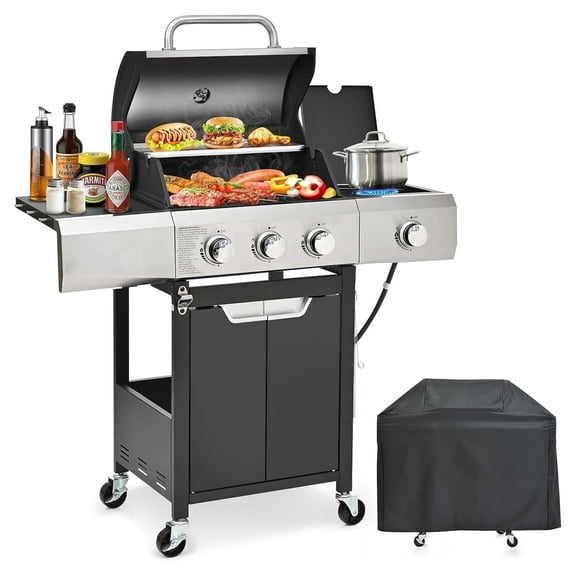Propane Grill 3 Burner Barbecue Grill Stainless Steel Gas Grill with ...