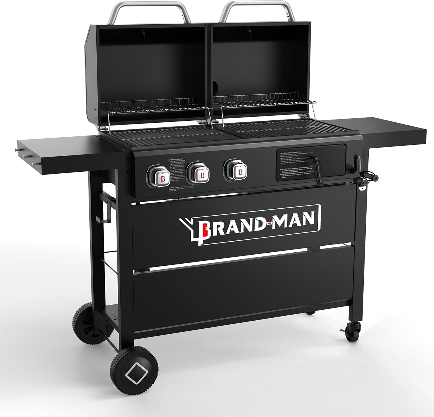 3-Burner Propane Gas and Charcoal Grill Combo for Barbecue Outdoor ...