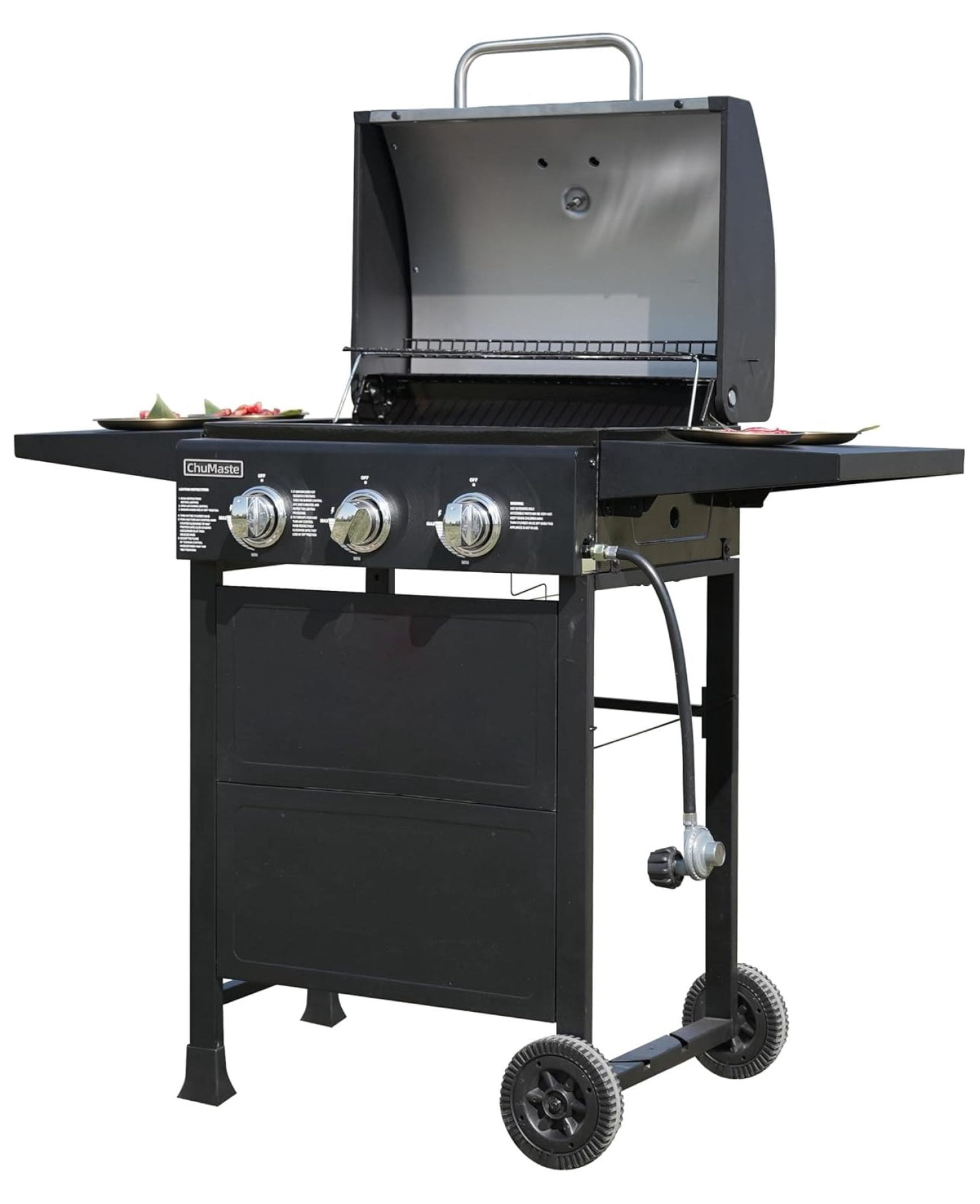 3 Burner Propane Grill, 30,000 Btu Patio Garden Bbq Grill With Two ...