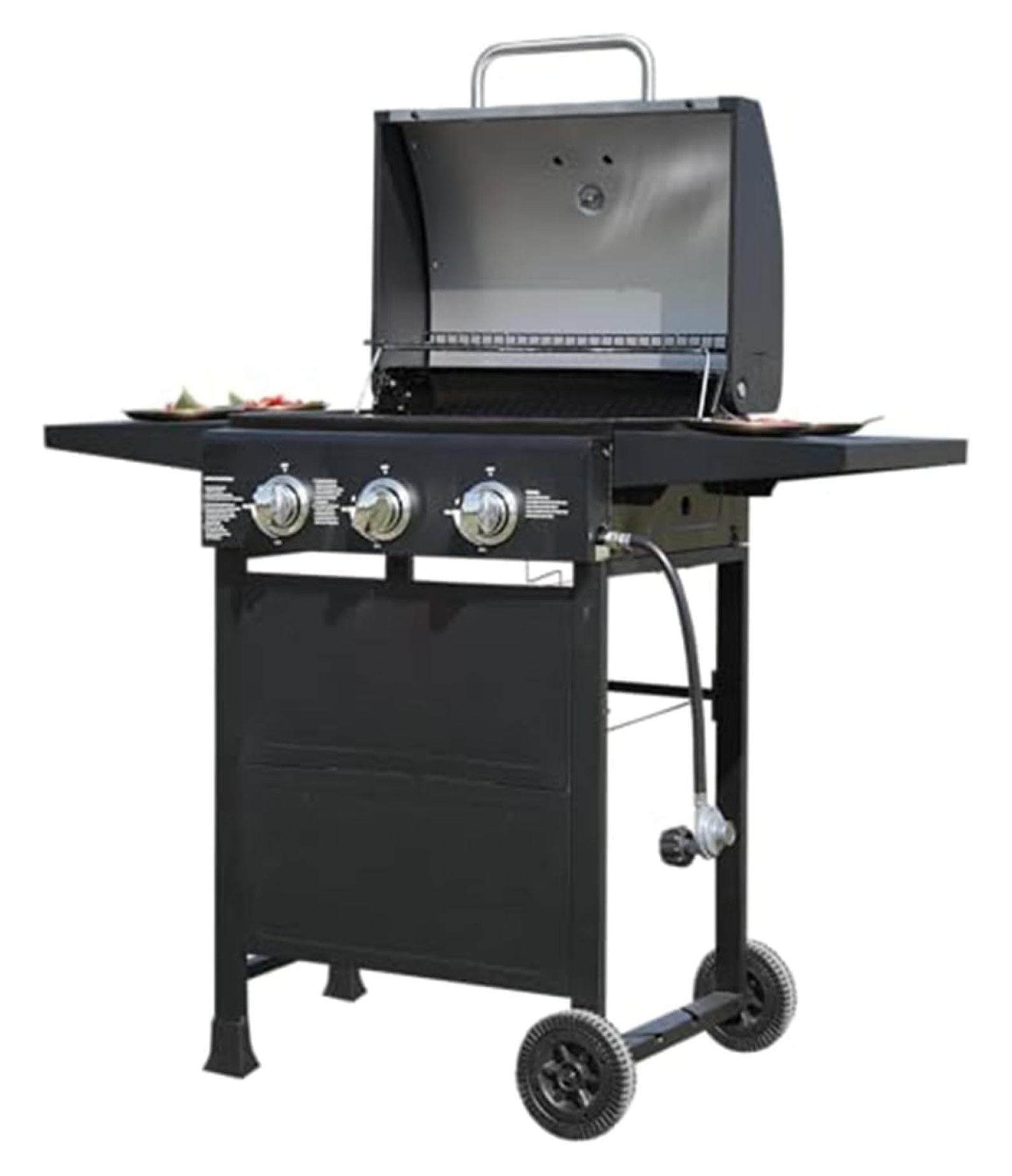 3-Burner Propane Grill, Gas Grill with front hanging basket, 30000 BTU ...
