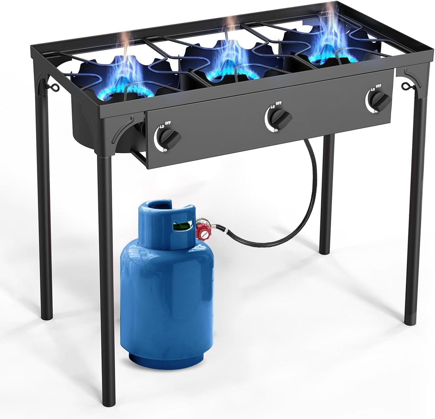 3 Burner Propane Stove, 225,000BTU Outdoor Propane Burner with 0-20 PSI ...