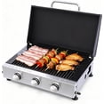 3-Burner Tabletop Gas BBQ Grill with Stainless Steel Plancha, 28680 BTU ...