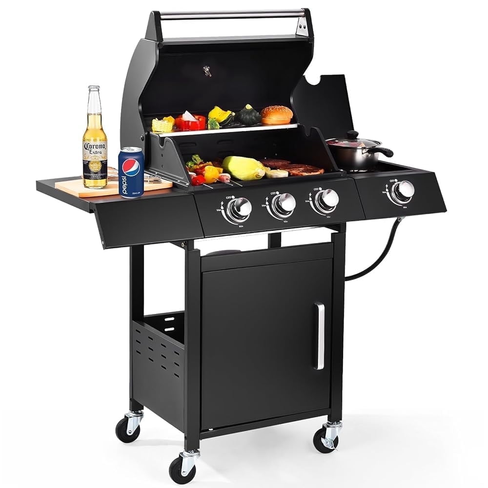 3 Burner36,000 BTU Propane Gas Grill with Side Burner, 241 sq. in ...