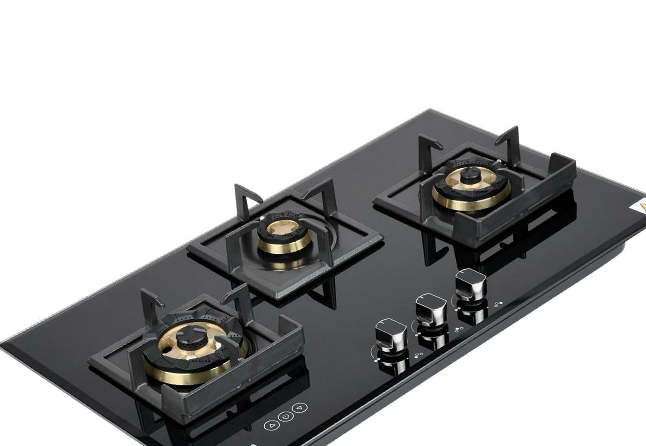3 Burners Builtin Glass HOB with Digital Timer Full Brass Burners 3D ...