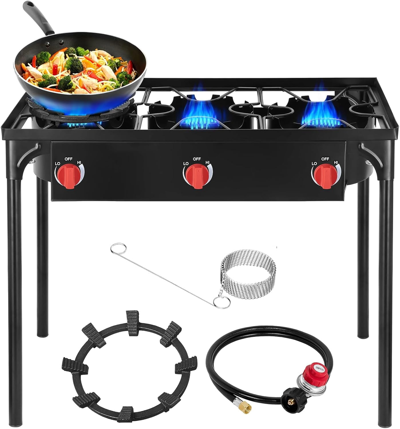 3 Burners Camping Stove for Cooking Outdoor, 225,000 BTU Propane ...