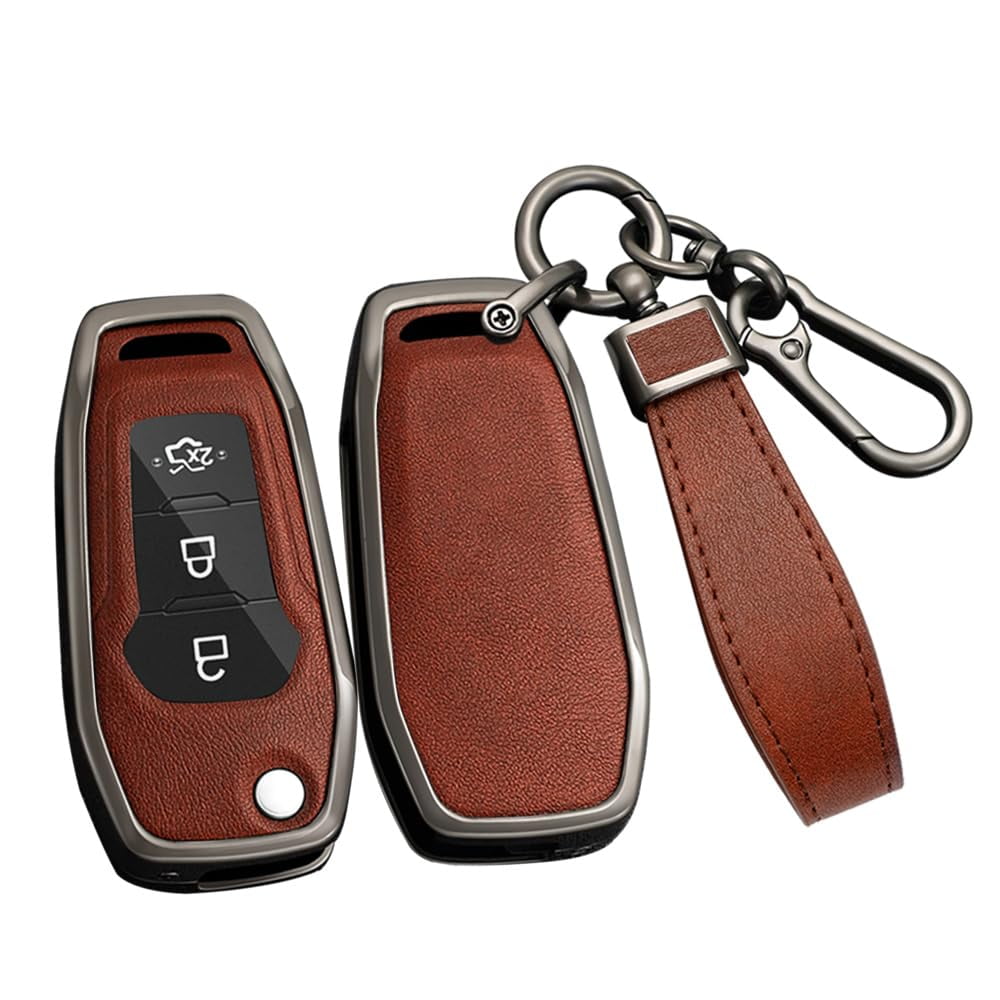 3-Button Car Key Bag Fit for Ford Flip Folding Key Remote Key Fob Cover ...