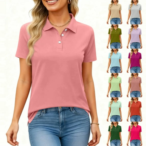 3-Button Quick Dry Women'S Short Sleeve Polo Shirts Collared Golf ...