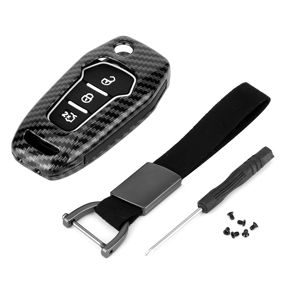 3 Buttons Black Carbon Fiber Style Remote Key Housing Folding Case ...