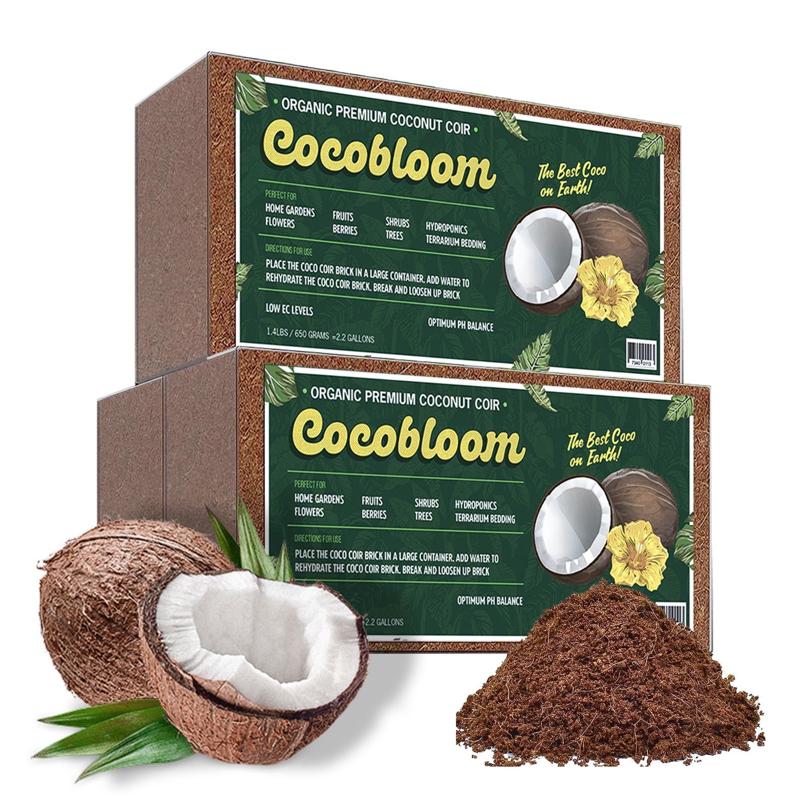 3 COCO COIR - ORGANIC COCO COIR - COCO BLOOM BY GROWVIDA - 3 BRICKS (1. ...