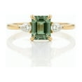 3 CT Emerald Cut Green Sapphire & Pear Cut Diamond Trilogy Engagement ...