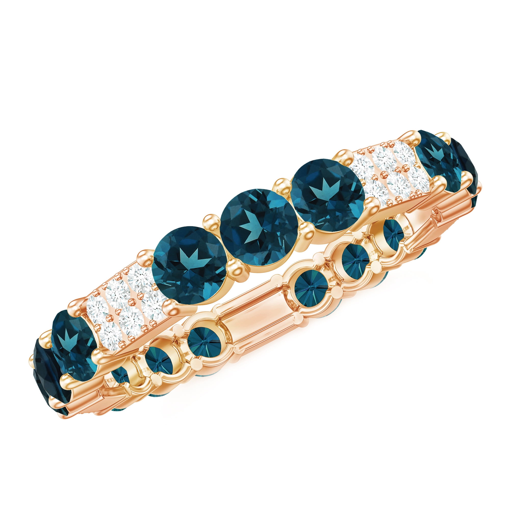 Rosec Jewels 3 CT London Blue Topaz Eternity Ring with Diamond ...