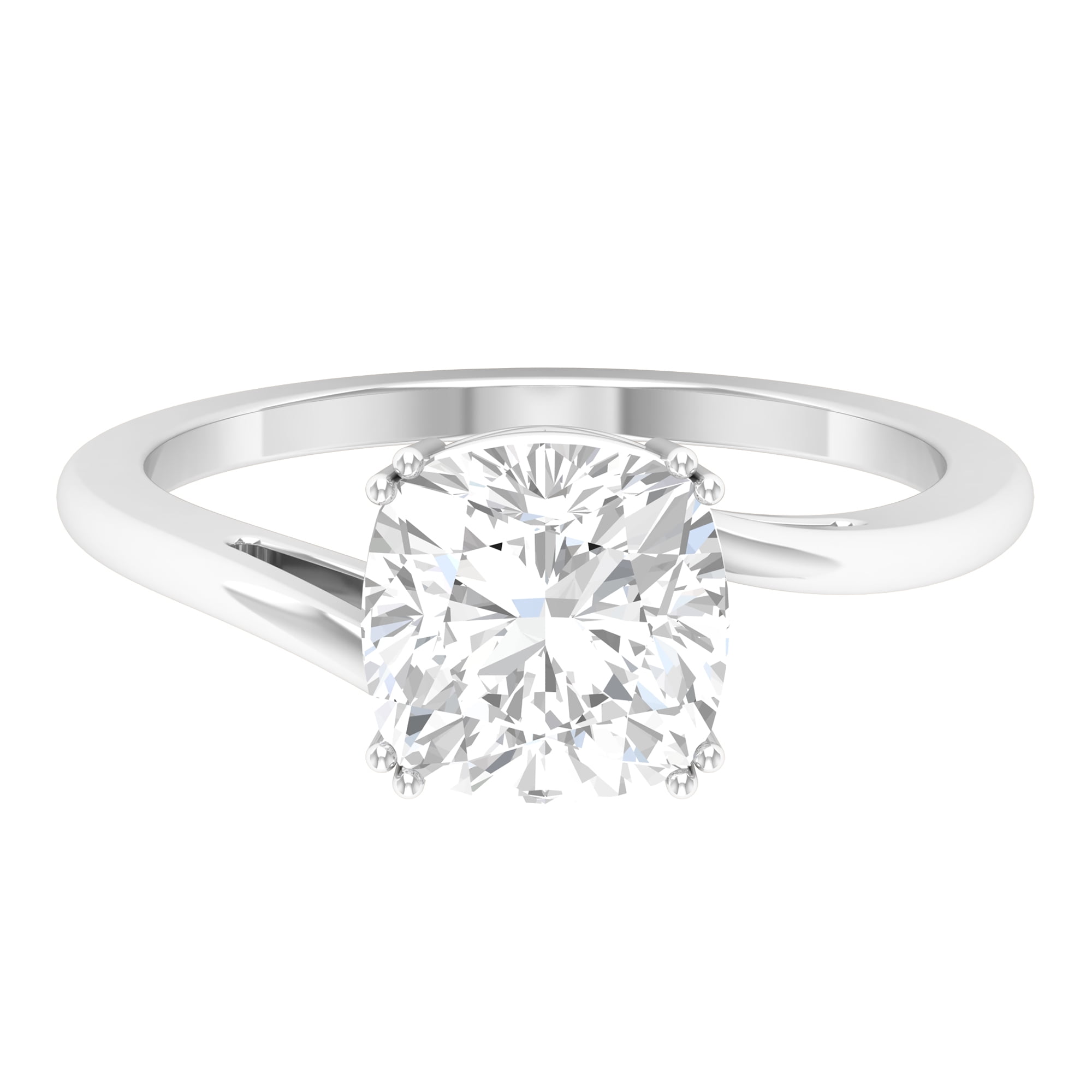 3 CT Moissanite Solitaire Ring, 8 MM Cushion Cut Moissanite Solitaire ...