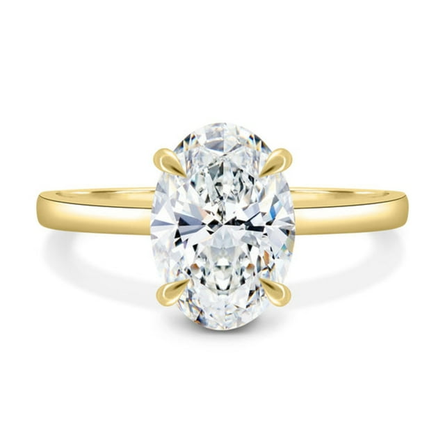 3 CT Oval Cut Certified GRA Moissanite Engagment Solid Gold With Hidden ...