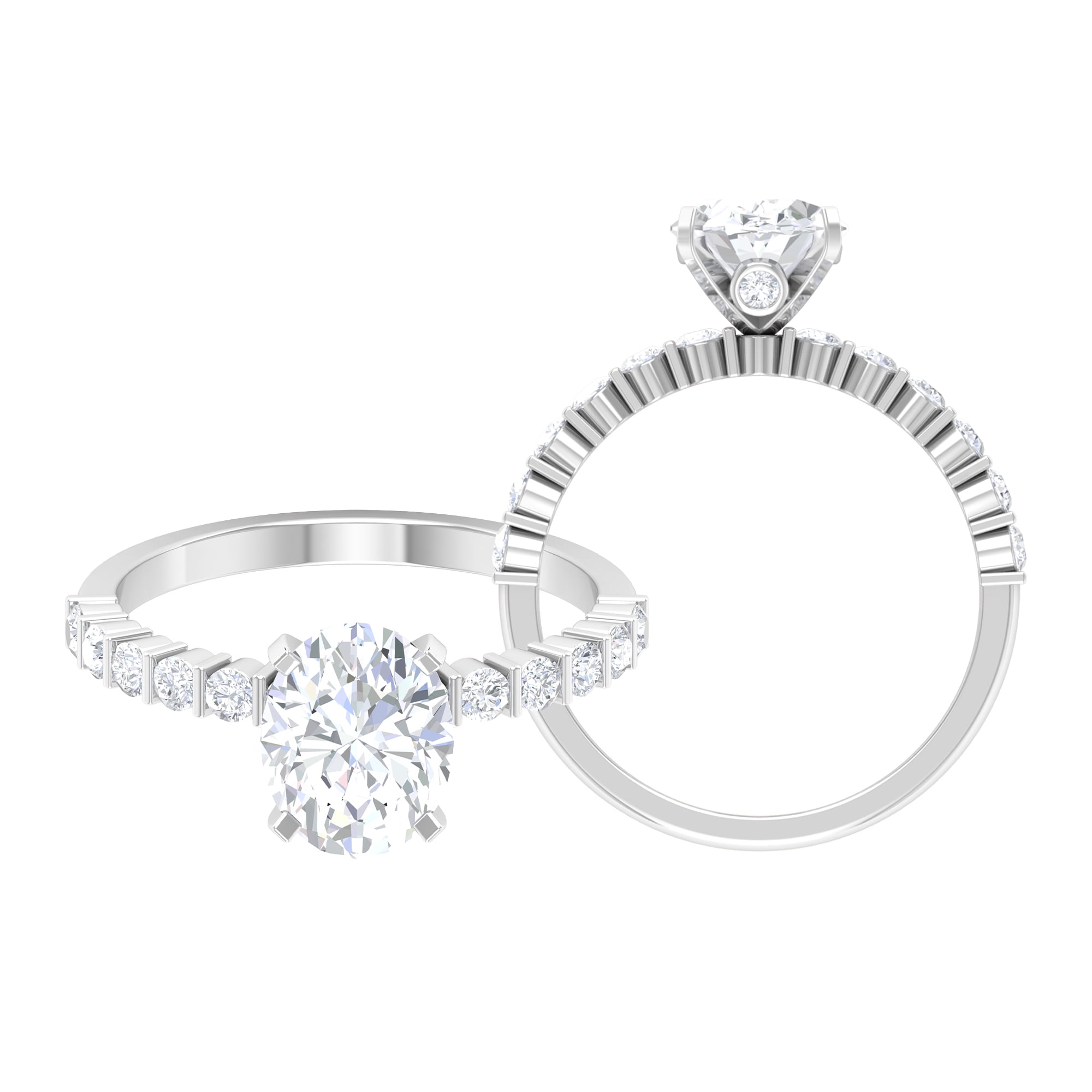 3 CT Oval Cut Moissanite Engagement Ring in Peg Head Setting, Moissanite Oval Shape Engagement ...