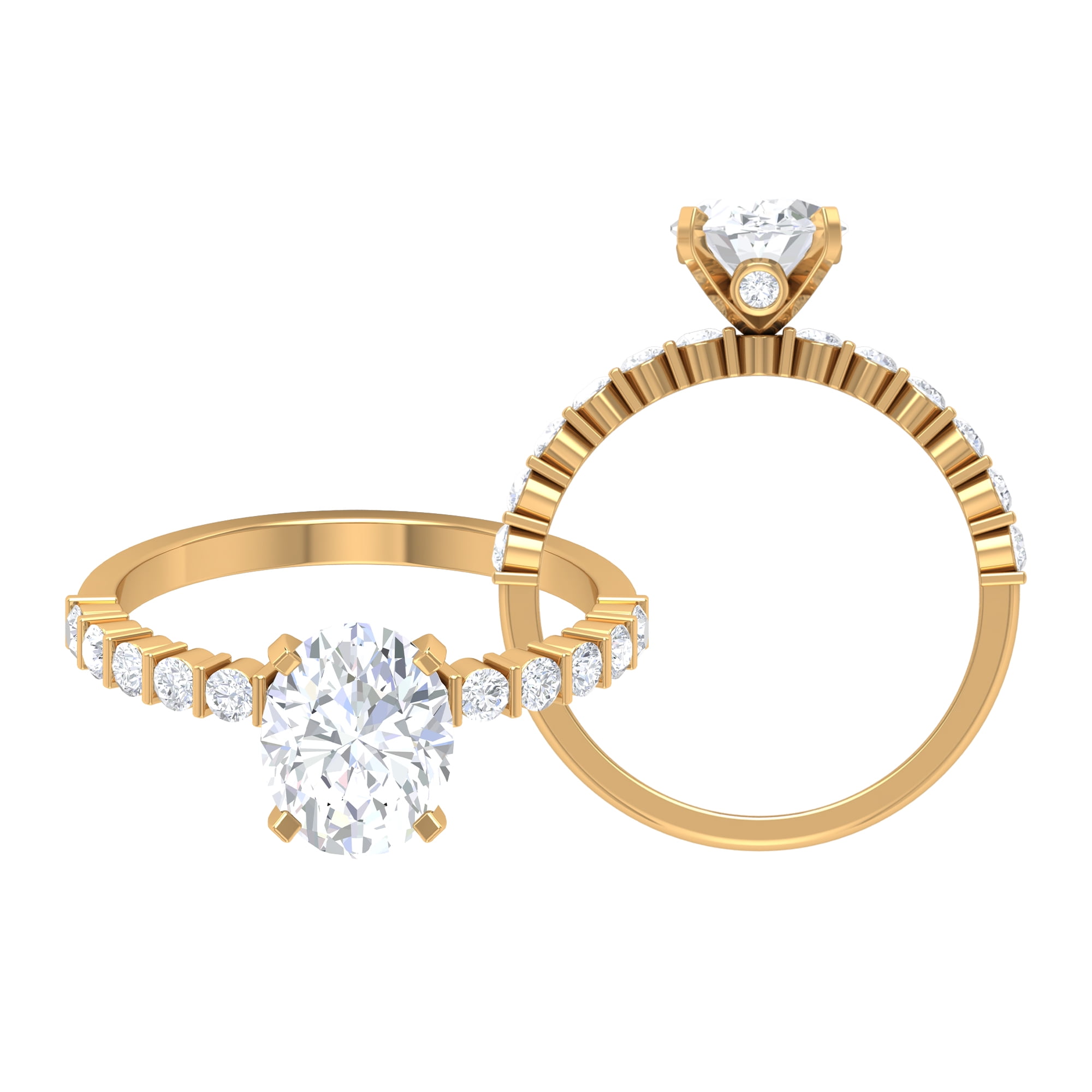 Rosec Jewels 3 CT Oval Cut Moissanite Engagement Ring in Peg Head ...