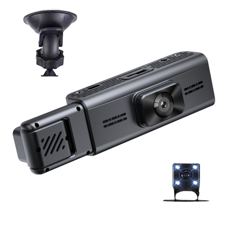 3 Cameras Dash Cam Parking Monitoring Clear Car Rearview Mirror Car ...