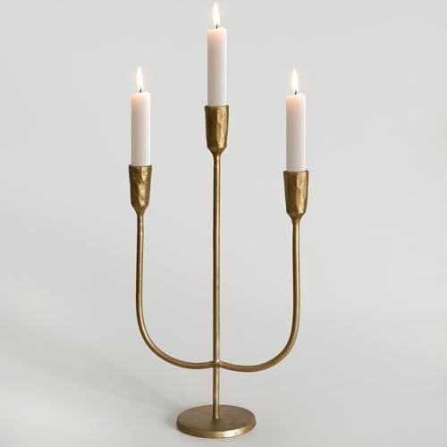 3-Candle Cast Iron Metal Candelabra Candlestick Holders 15 inch Tall ...