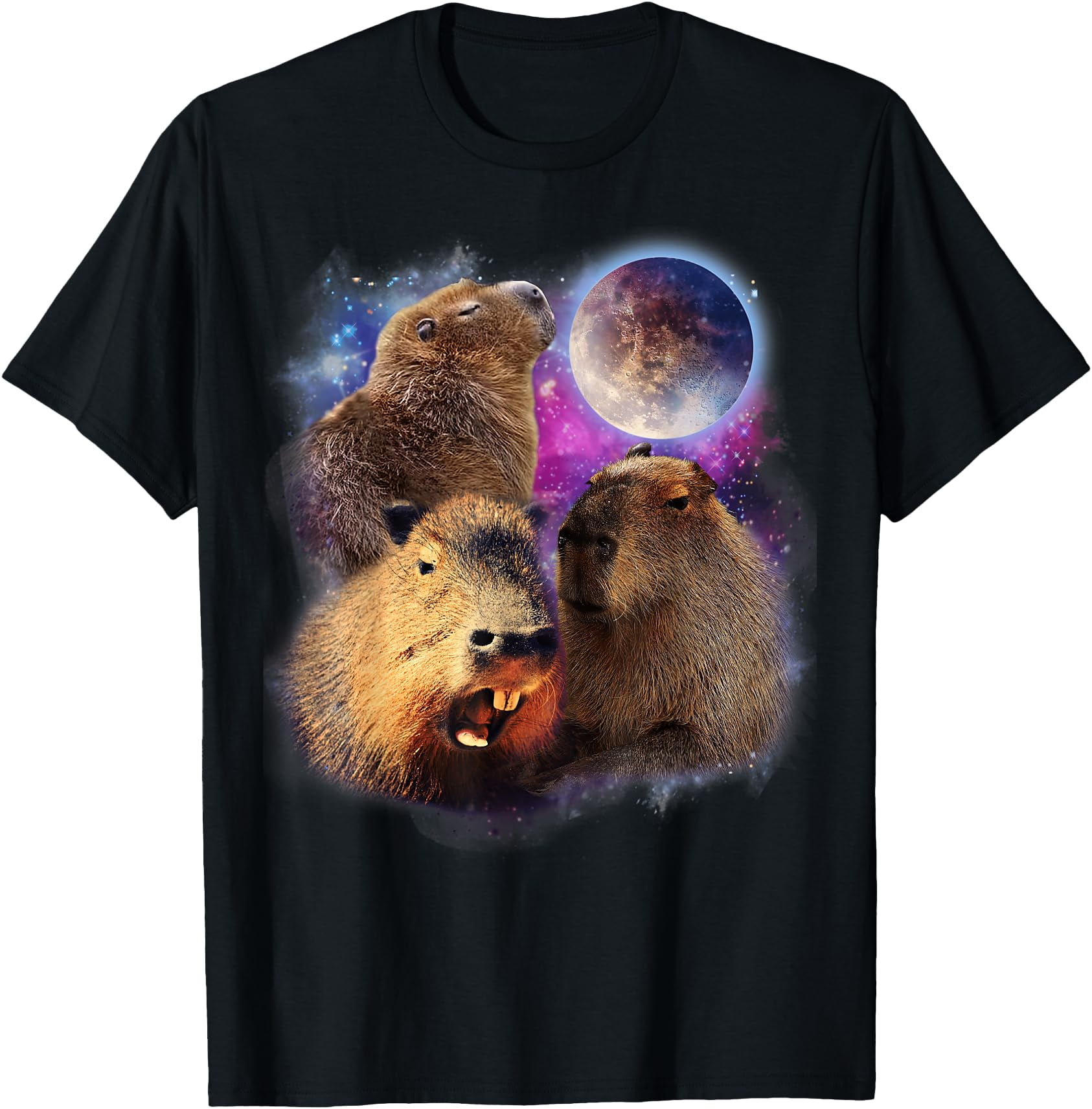 3 Capybara Moon Stuffed Friendly Animal Unisex T-Shirt for Men Women ...