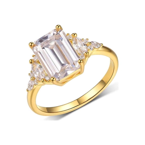 3 Carat Emerald Cut Moissanite Engagement Ring for Women D Color VVS1 ...
