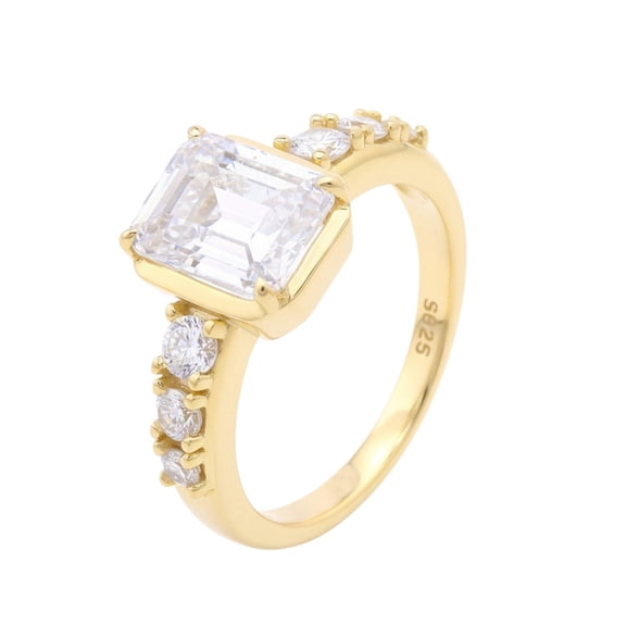 4CT Moissanite Rings for Women D Color VVS1 Clarity Elongated Cushion ...