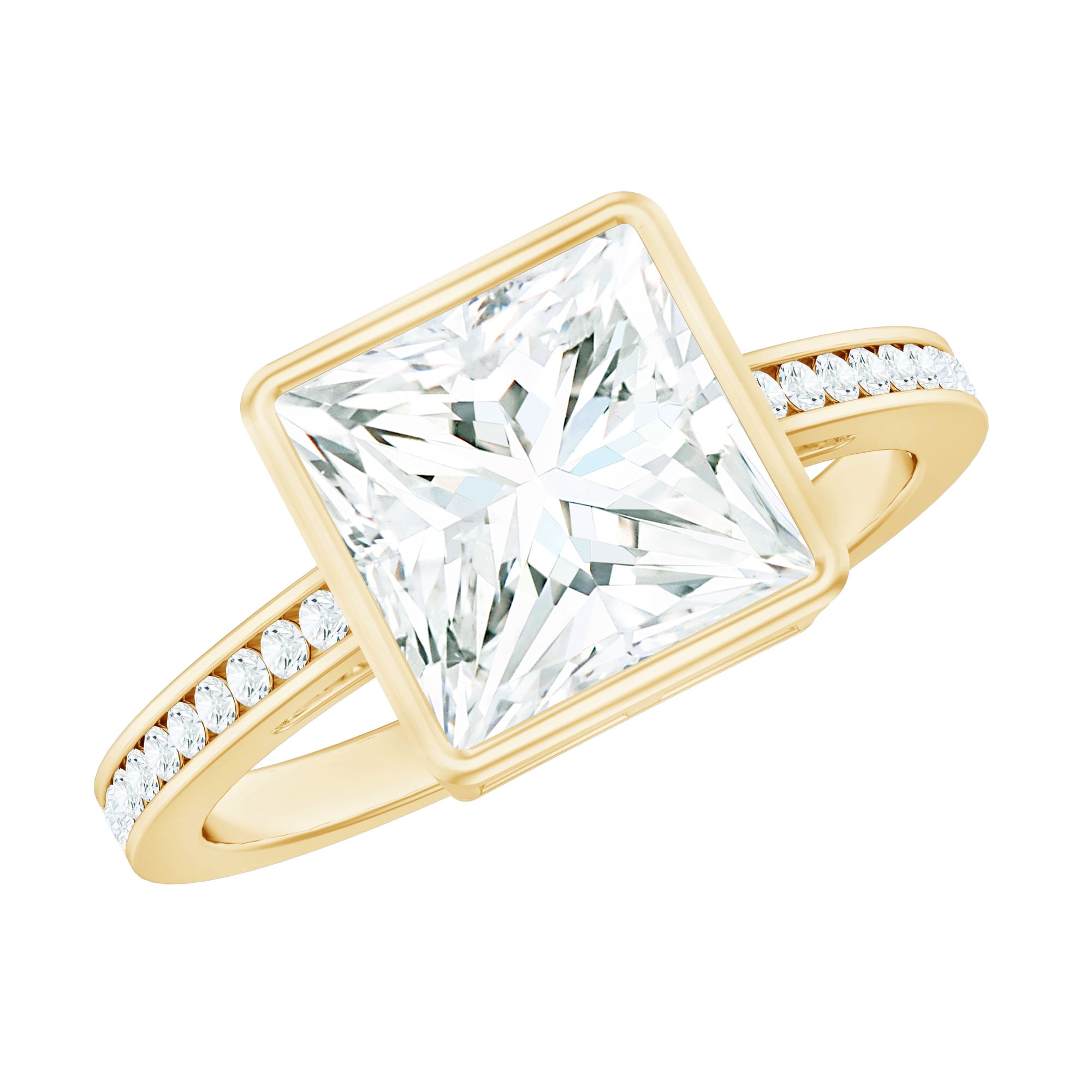 3 Carat Engagement Ring for Women - 8 mm Princess Cut Moissanite Ring - D-VS1 Quality, 14K ...