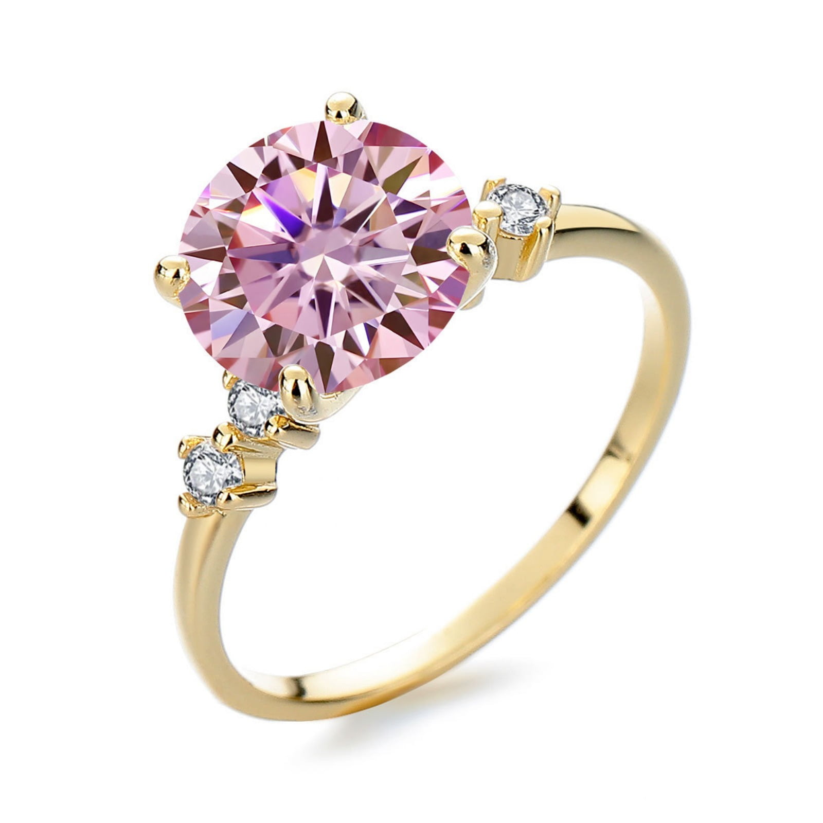 3 Carat Gold Moissanite Rings for Women D Color VVS1 Moissanite Engagement Ring S925 Sterling ...