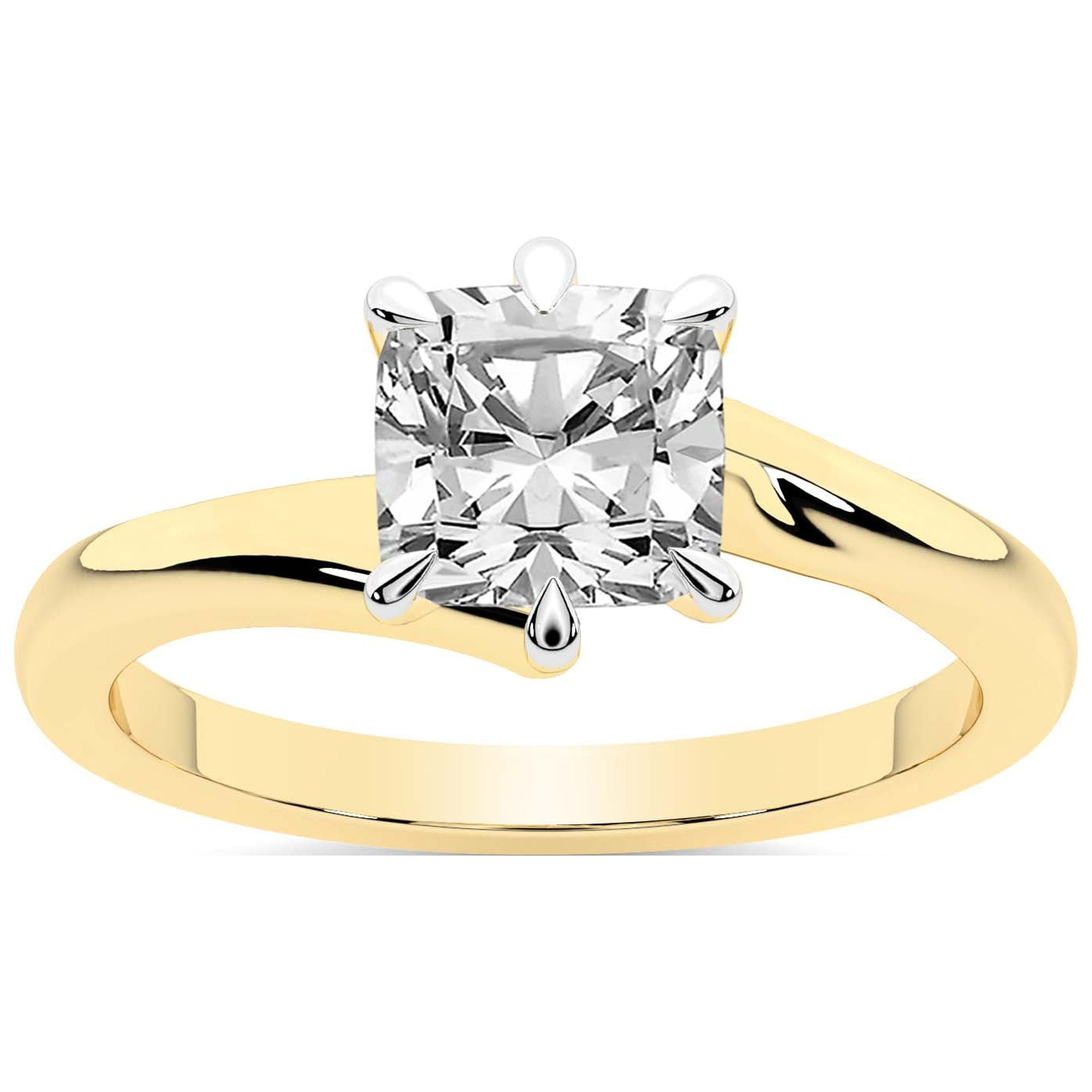 IGI Certified 3 Carat Cushion Shape Lab Grown Diamond Engagement Ring | 14K Yellow Gold ...