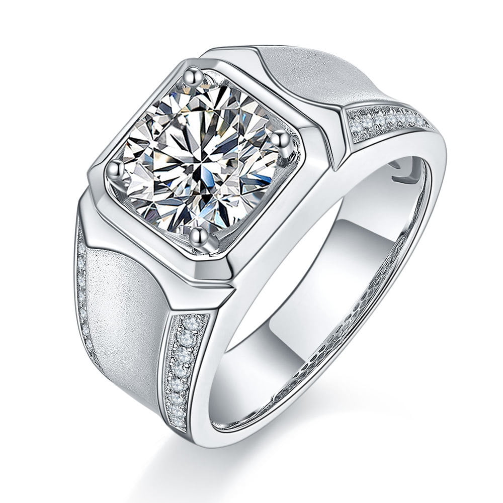 3 Carat Moissanite Ring for Men S925 Sterling Silver Moissanite Men's ...