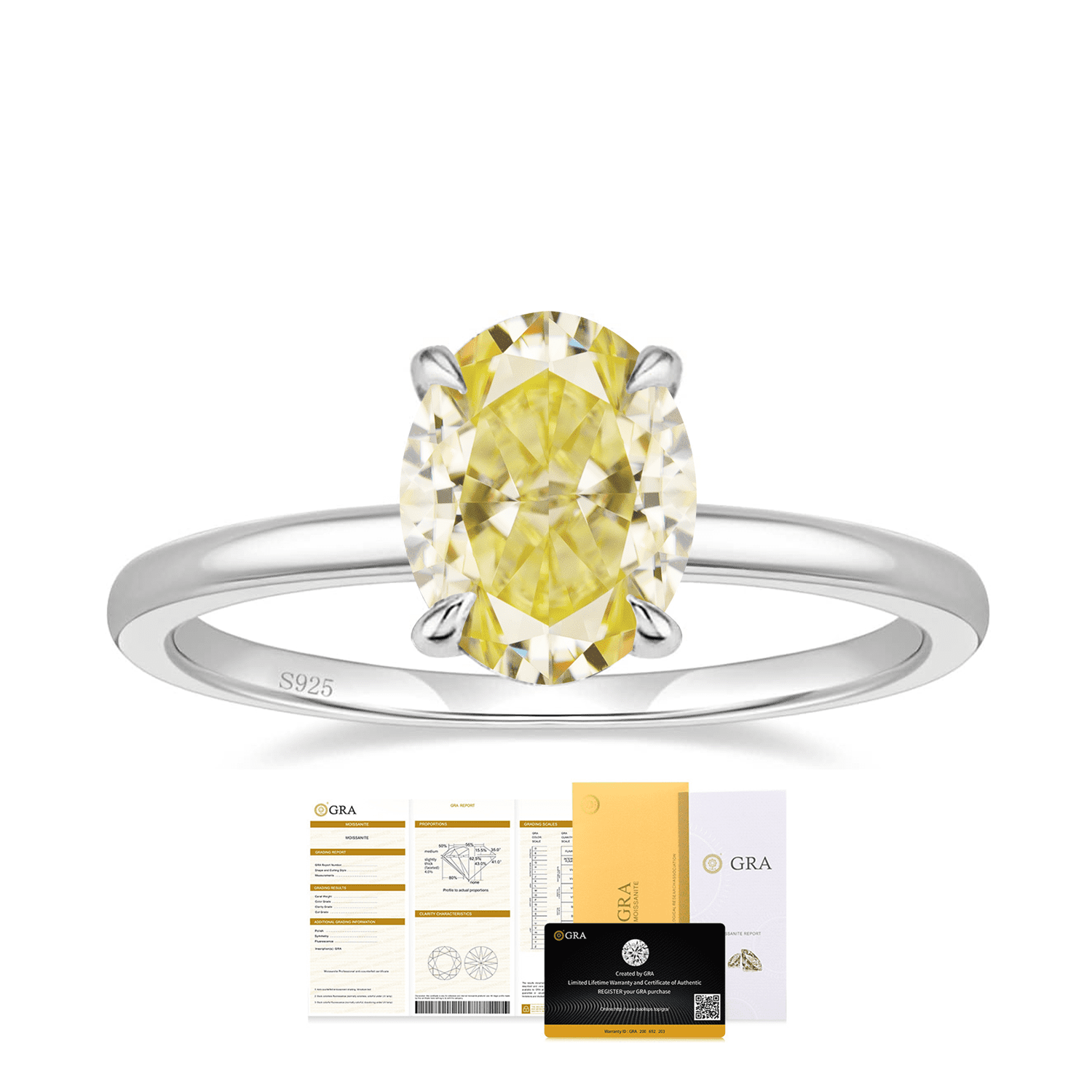 3 Carat Oval Cut Moissanitefor Women,D color VVS1 - Simple Solitaire Ring - 18k White Gold Over ...