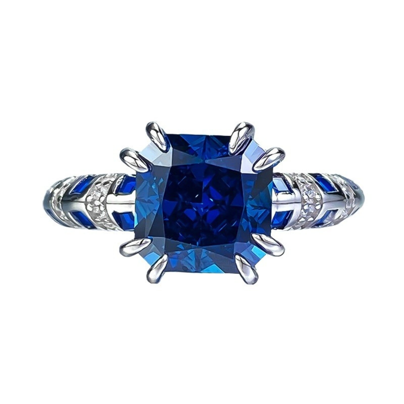 3 Carat Radiant Cut Engagement Ring Dainty Blue Statement Cocktail ...