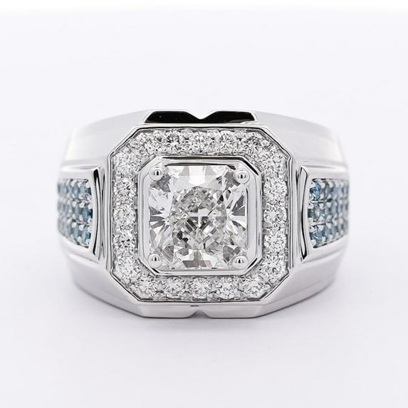3 Carat Radiant Cut G/Vs2 Lab Grown Diamond 14k White Gold Men's Ring ...